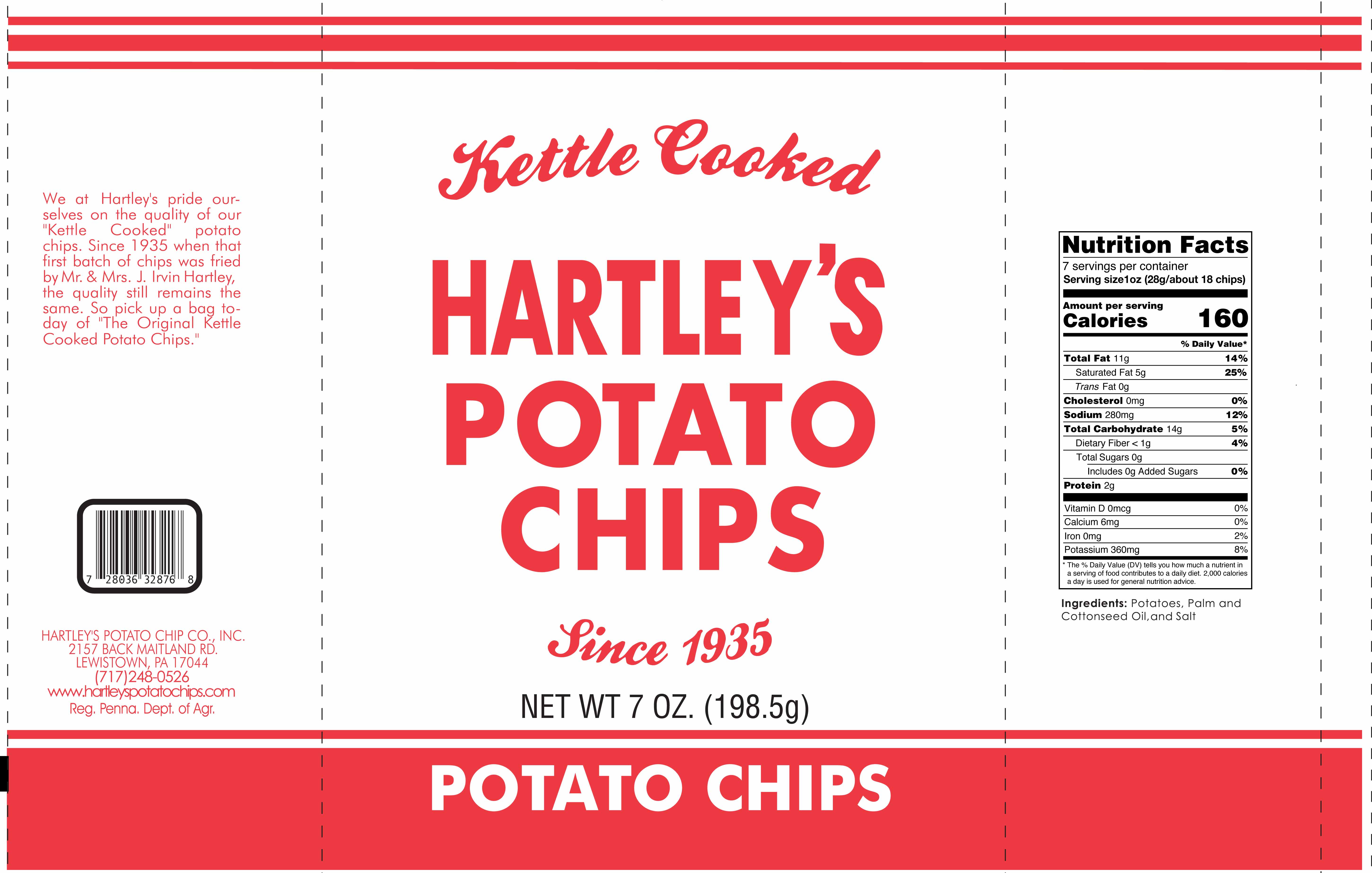 Hartleys 7oz Potato Chips 565100 Hartleys Potato Chips 